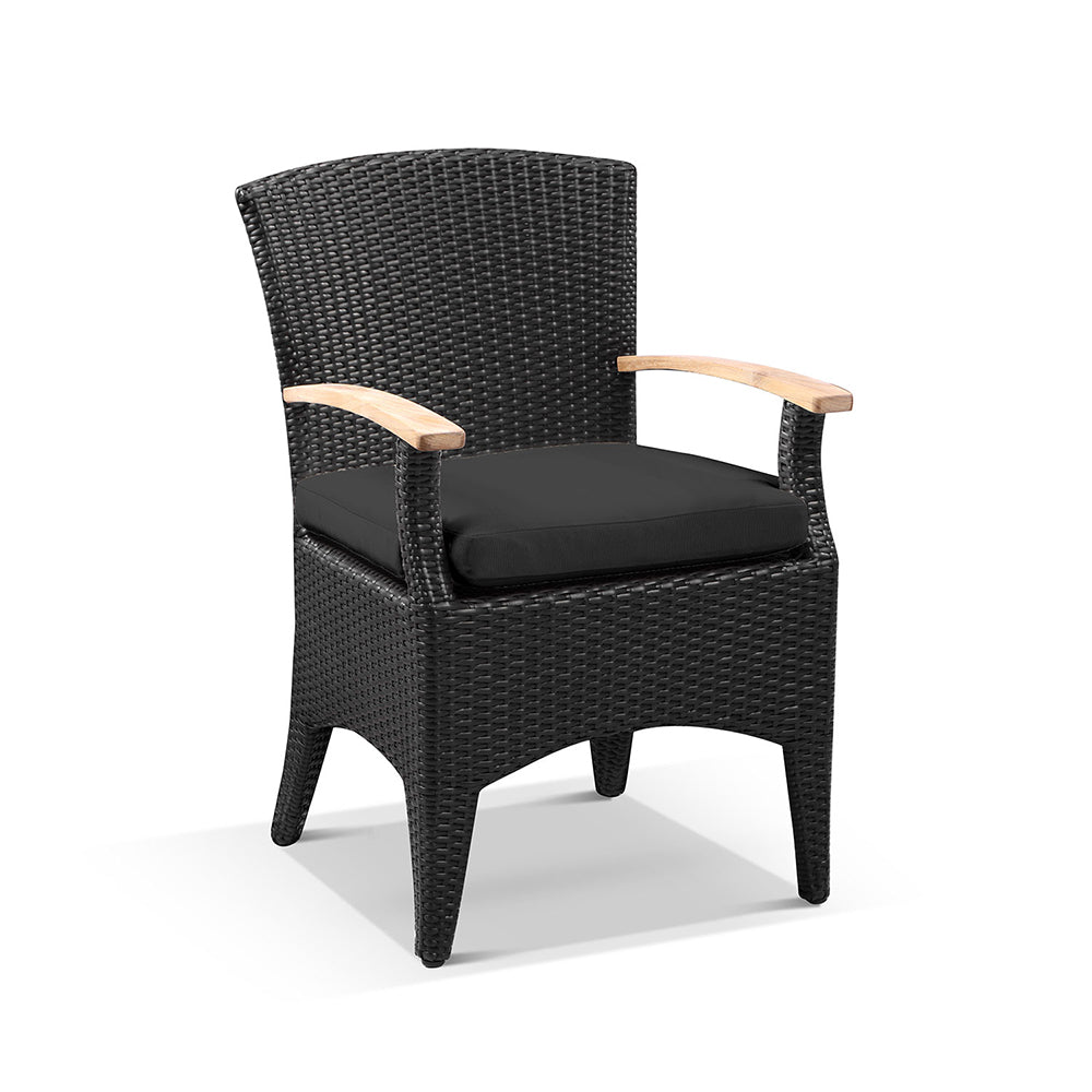 Kai Outdoor Wicker and Teak Dining Arm Chair - Bay Gallery Furniture