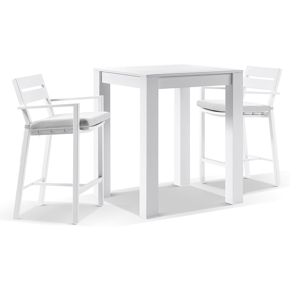 Buy Santorini Outdoor Aluminium Square Bar Table with 2 Bar stools by ...