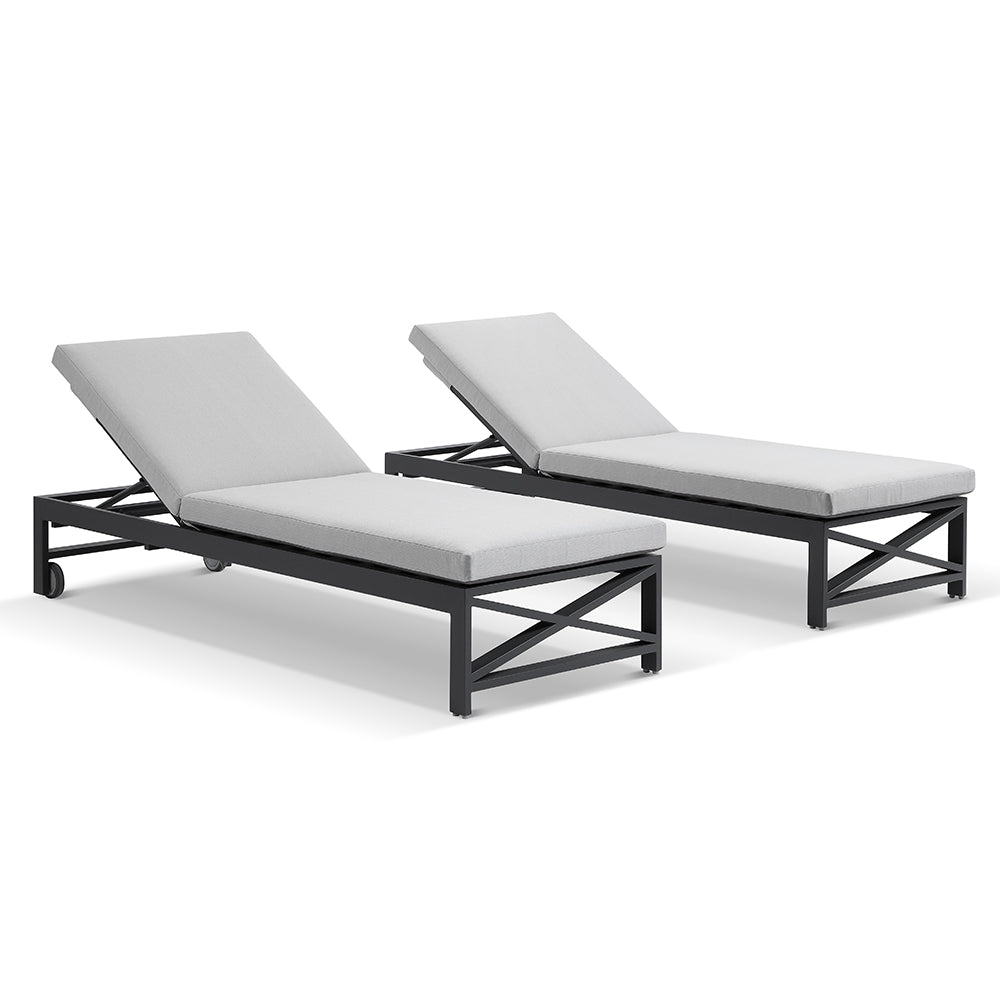 Kansas Outdoor Aluminium Sun Lounge Set on Wheels - Bay Gallery Furniture