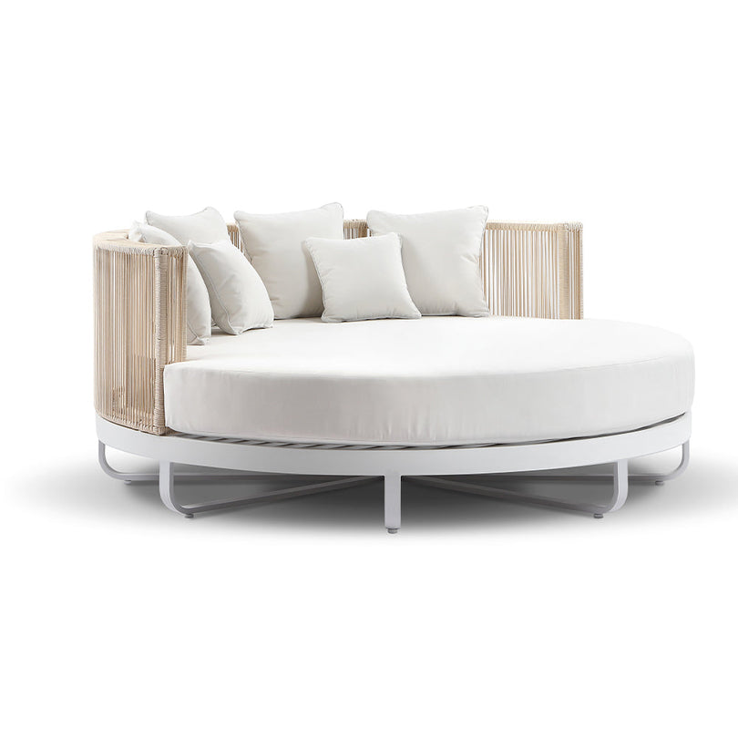 Cannes Large 2m Outdoor Round Aluminium and Rope Daybed - Bay Gallery ...