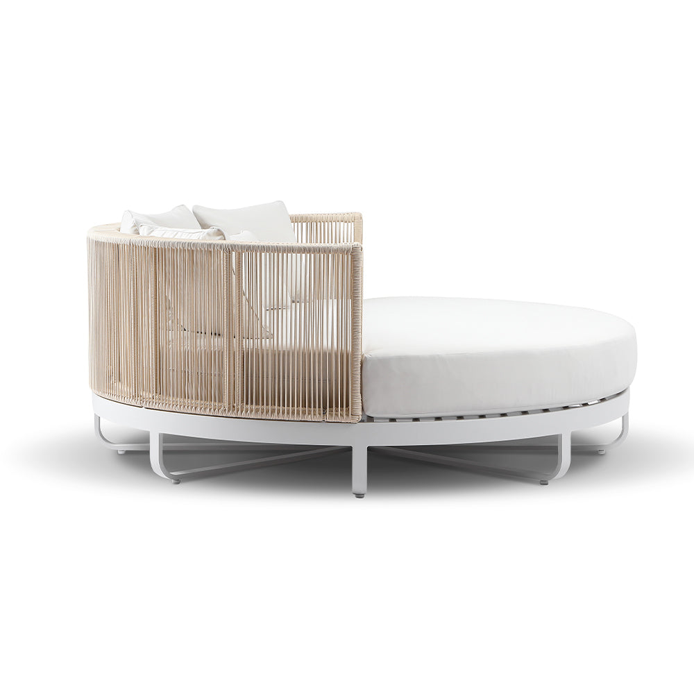 Cannes Large 2m Outdoor Round Aluminium and Rope Daybed - Bay Gallery ...