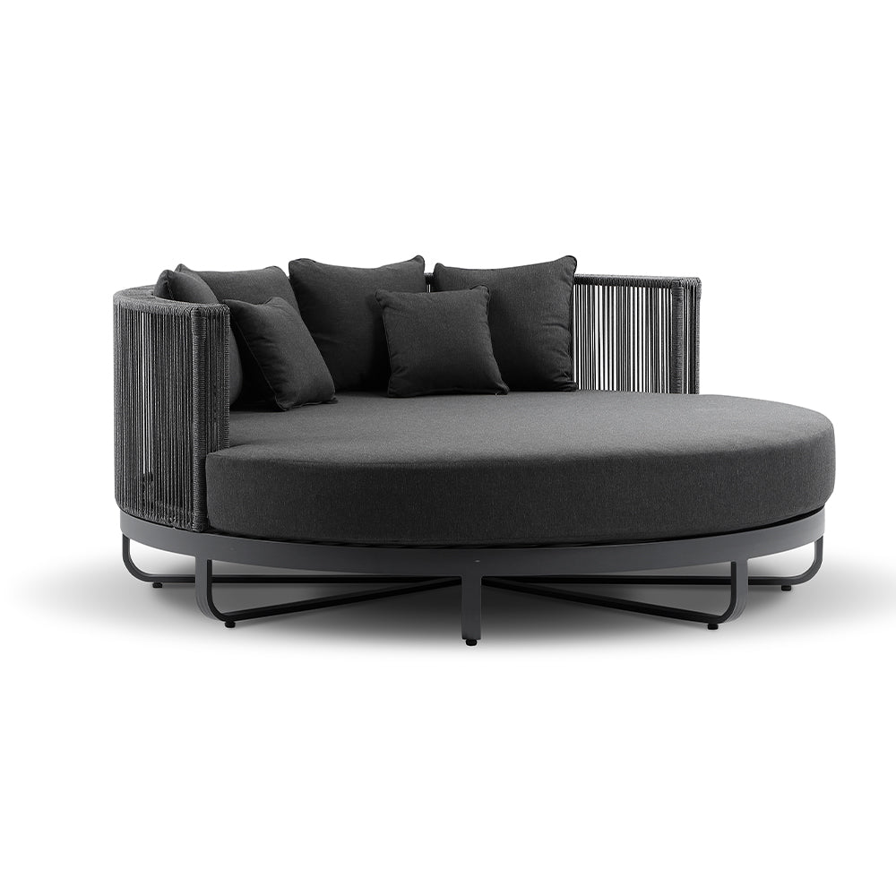 Cannes Large 2m Outdoor Round Aluminium and Rope Daybed - Bay Gallery ...