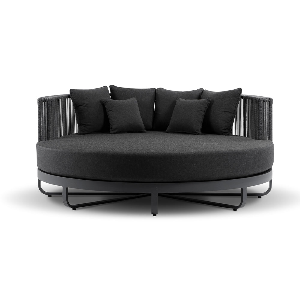 Cannes Large 2m Outdoor Round Aluminium and Rope Daybed - Bay Gallery ...