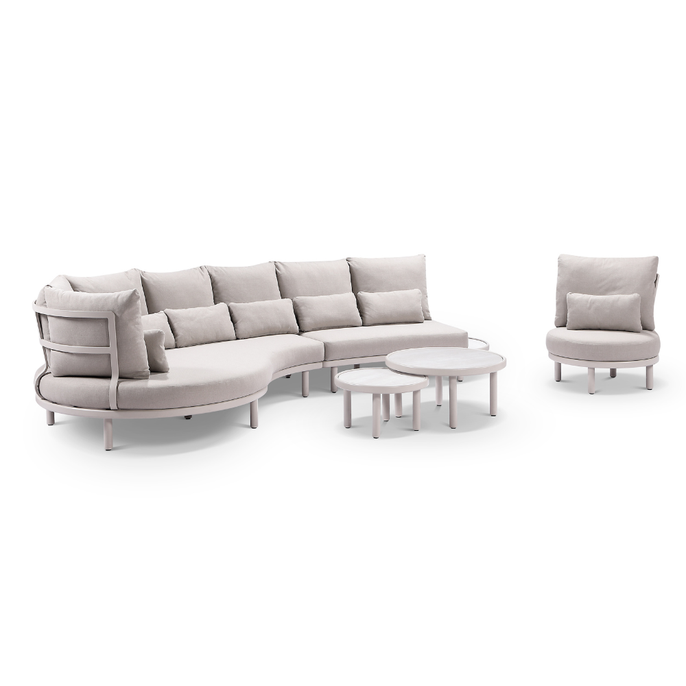 Canggu Outdoor Curved Lounge Setting with Coffee Table Set - Bay ...