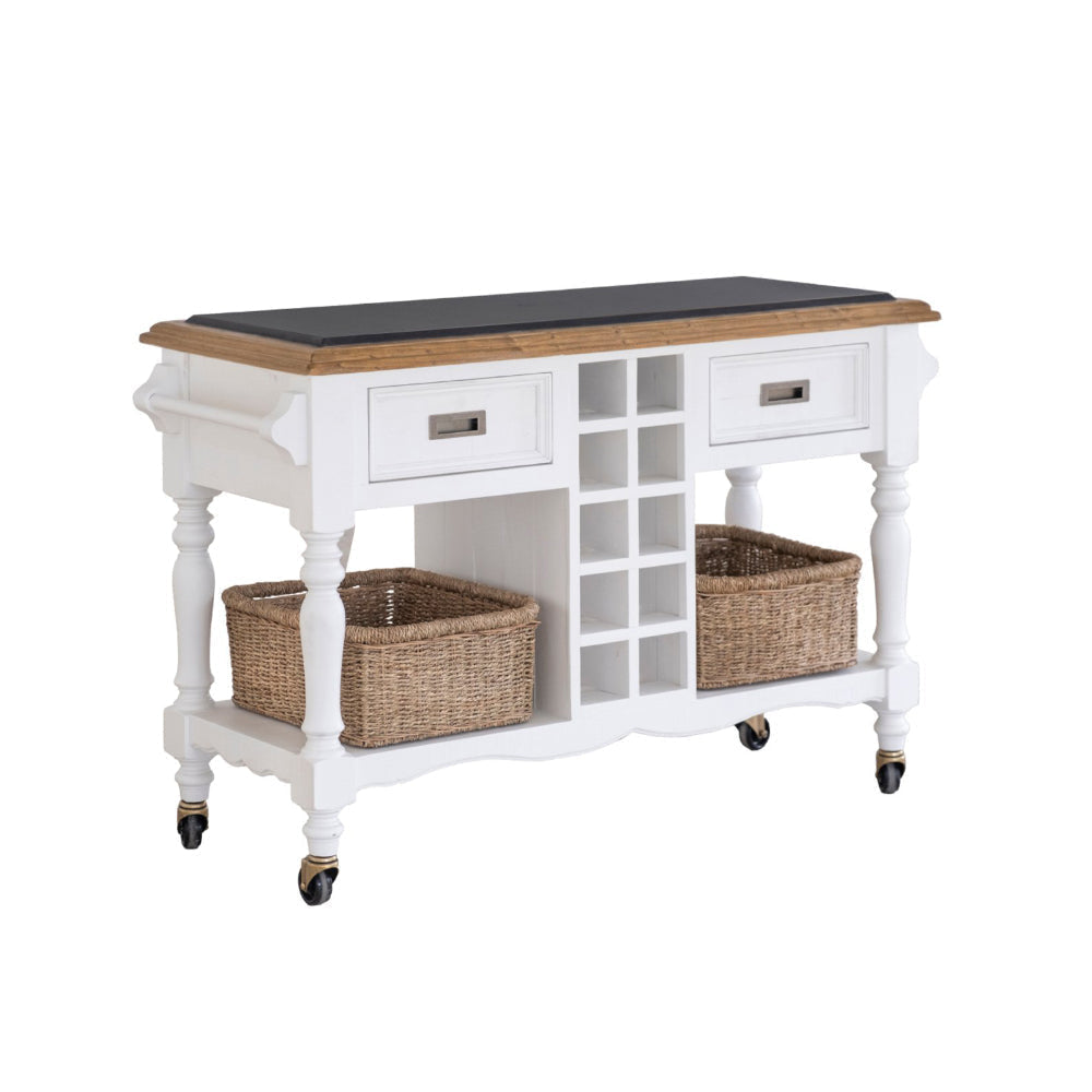 Leura Belle Kitchen Island Bench in Brushed with Natural Timber Top ...