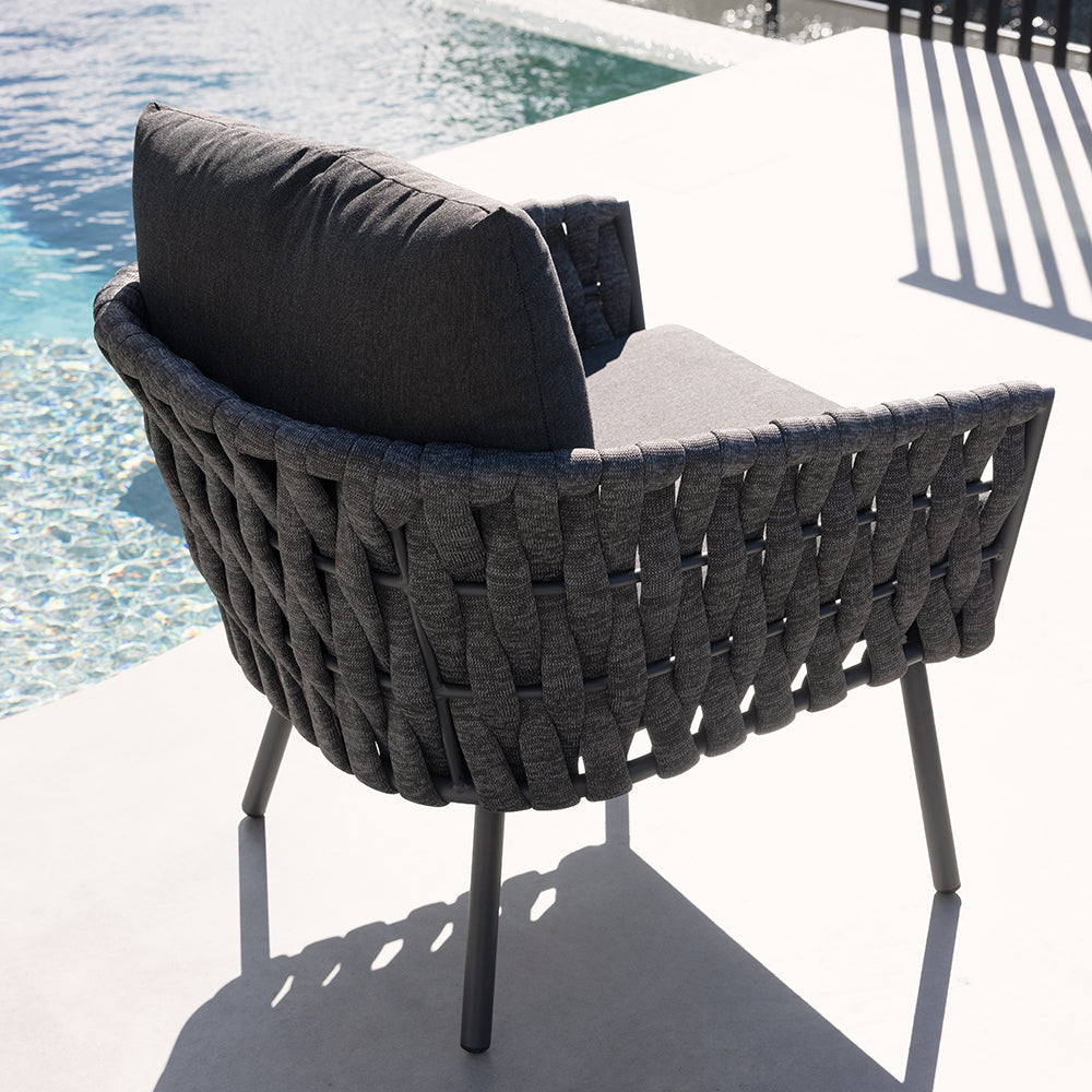 Lismore 1 Seater Outdoor Aluminium and Rope Lounge Chair - Bay Gallery ...
