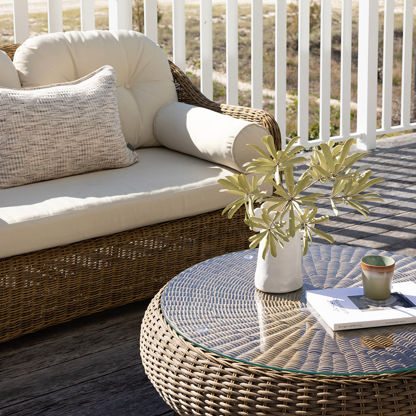 Plantation Outdoor Wicker 3+2+1 Seater Lounge Set with Coffee Table ...