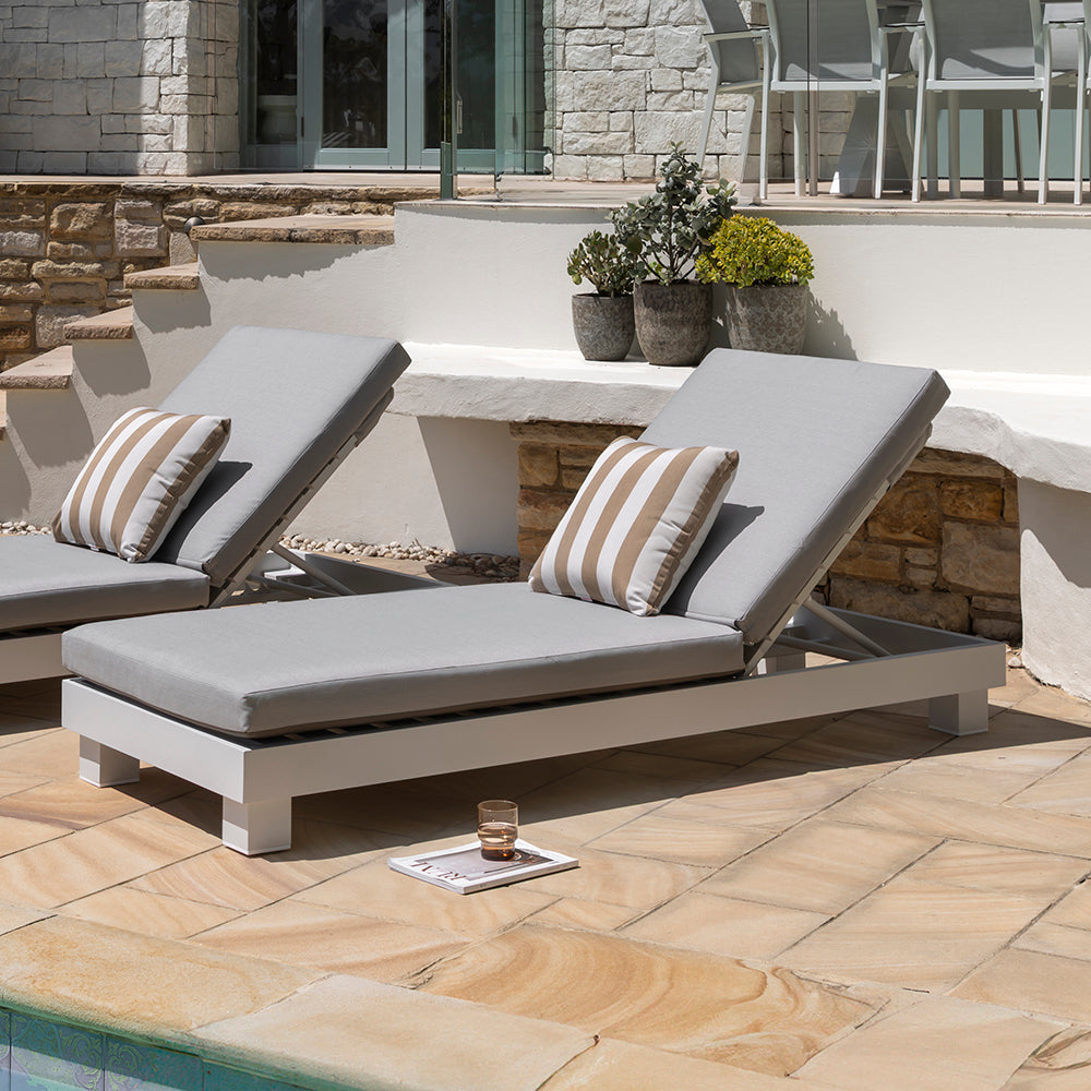 Santorini Aluminium Sun Lounge w/ Side Table - Bay Gallery Furniture