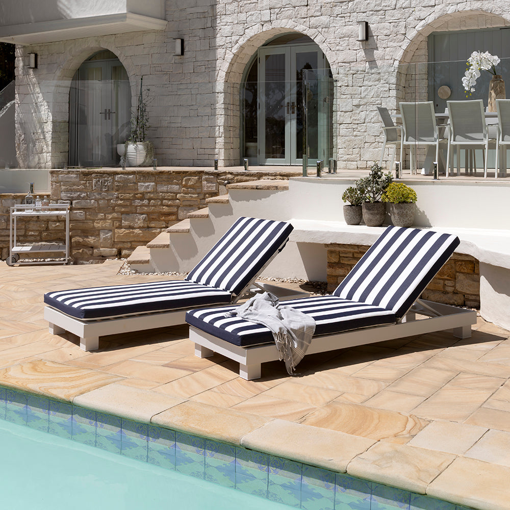 Santorini Outdoor Aluminium Pool Sun Lounge Set - Bay Gallery Furniture