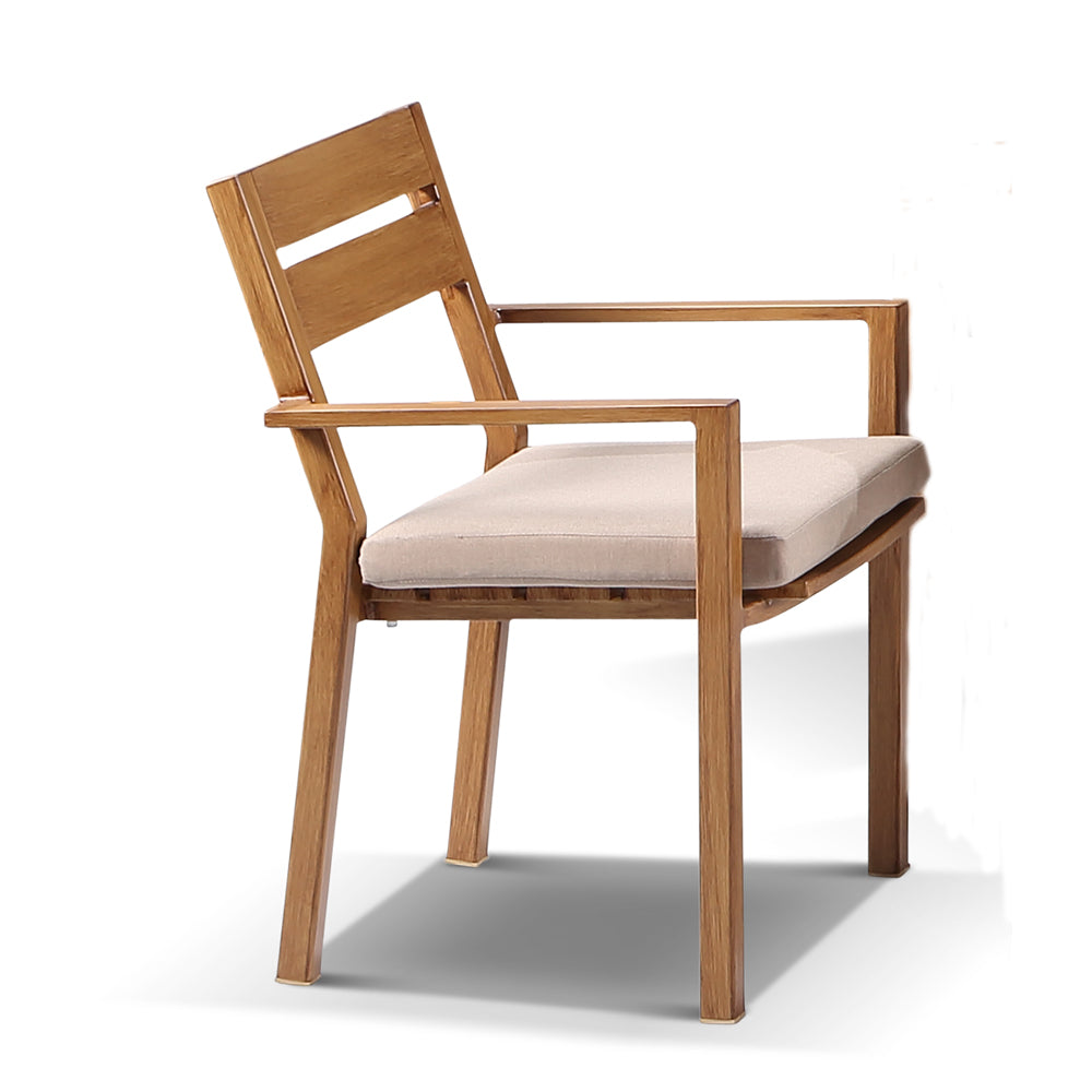 Santorini Outdoor Aluminium Dining Chair in Teak Look Finish - Bay ...