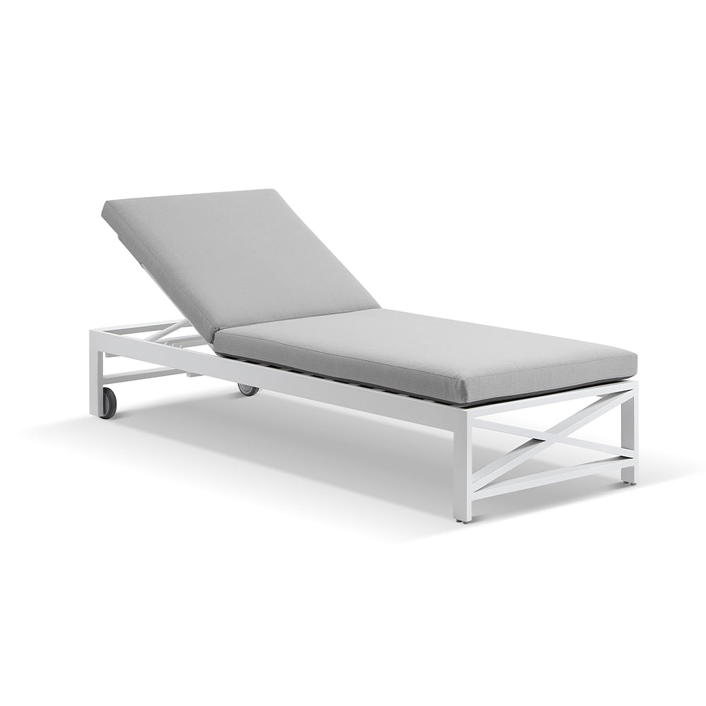 Kansas Outdoor Aluminium Sun Lounge Set on Wheels - Bay Gallery Furniture