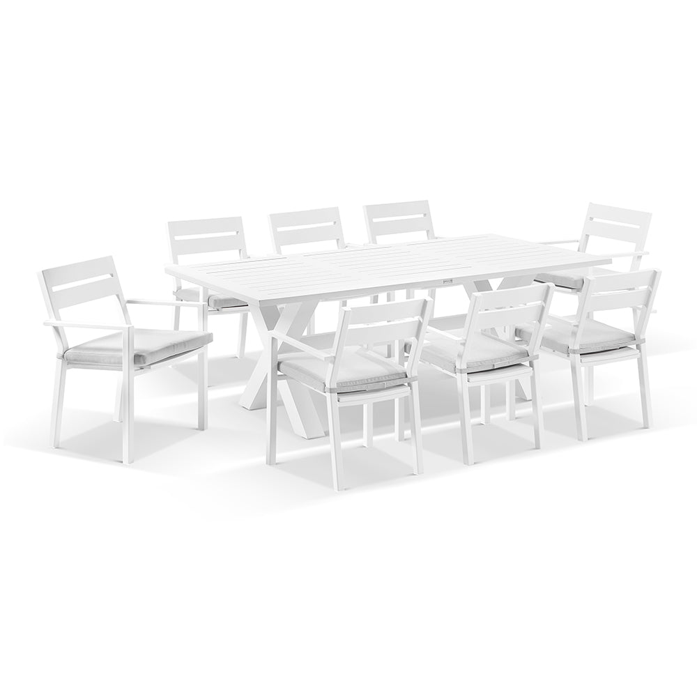 Tahitian 2.1m Aluminium Dining Table with 8x Santorini Chairs - Bay ...