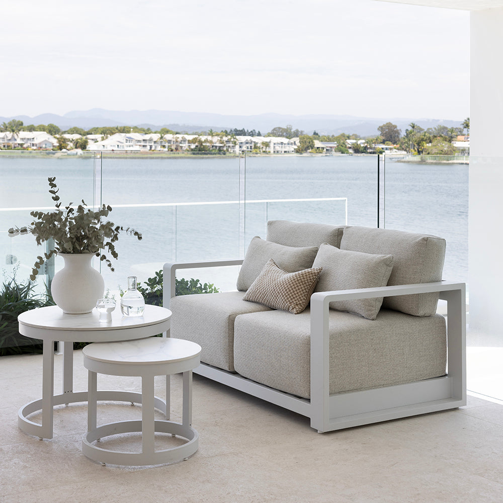Whitehaven 2 Seater Outdoor Aluminium Lounge - Bay Gallery Furniture