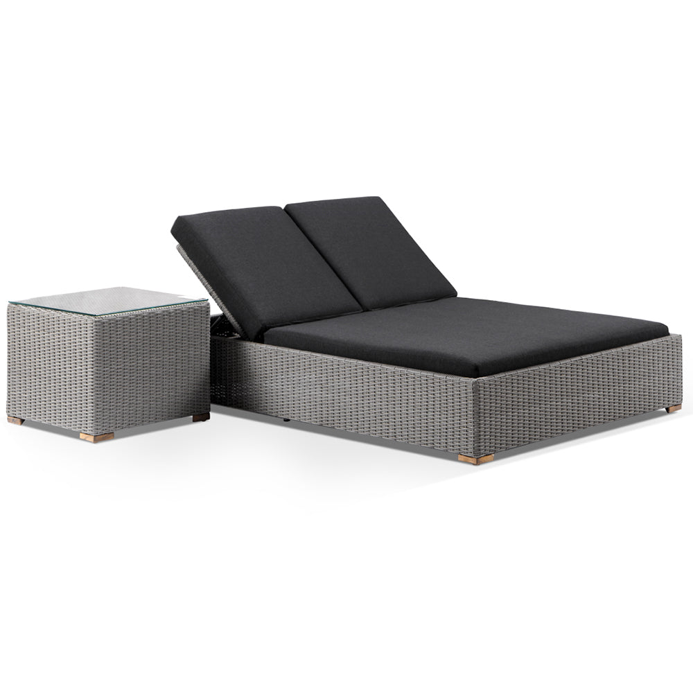 Wicker Double Chaise Lounge Sudzendf Gray Wicker Rattan Outdoor Double