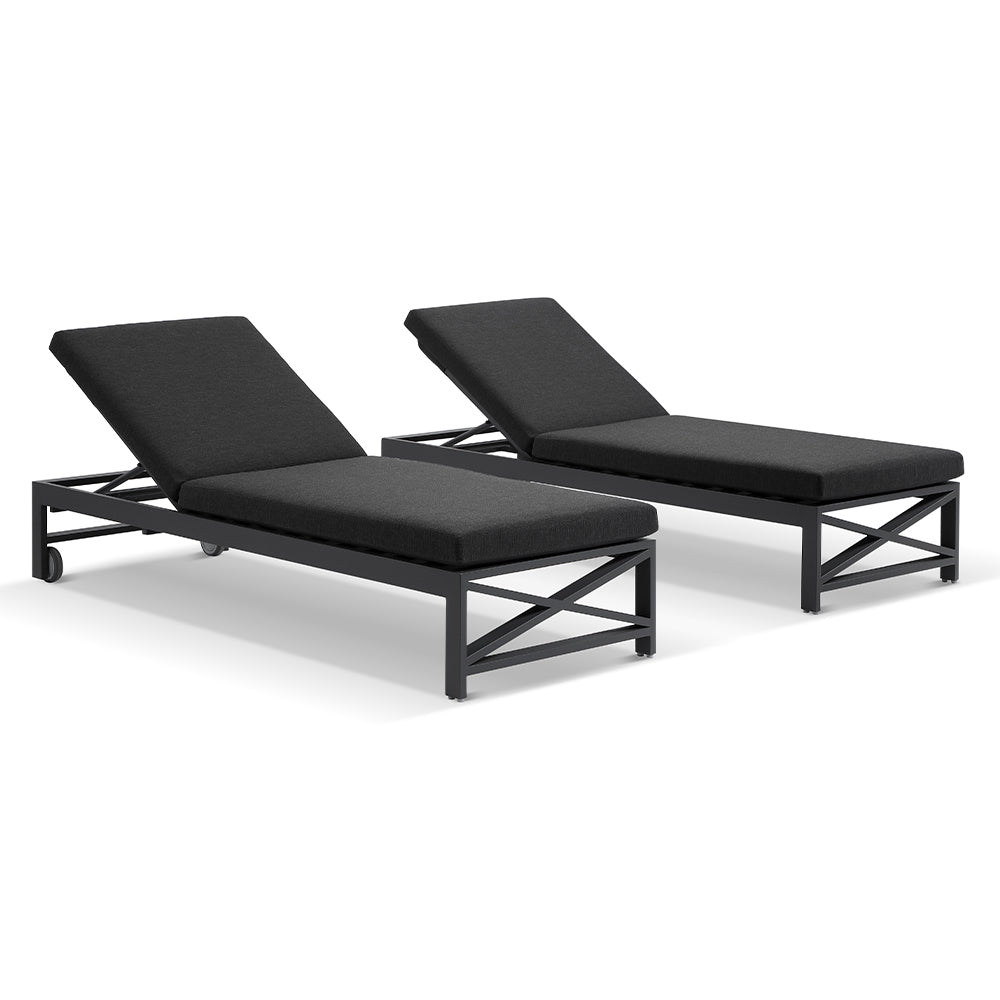 Kansas Outdoor Aluminium Sun Lounge Set on Wheels - Bay Gallery Furniture