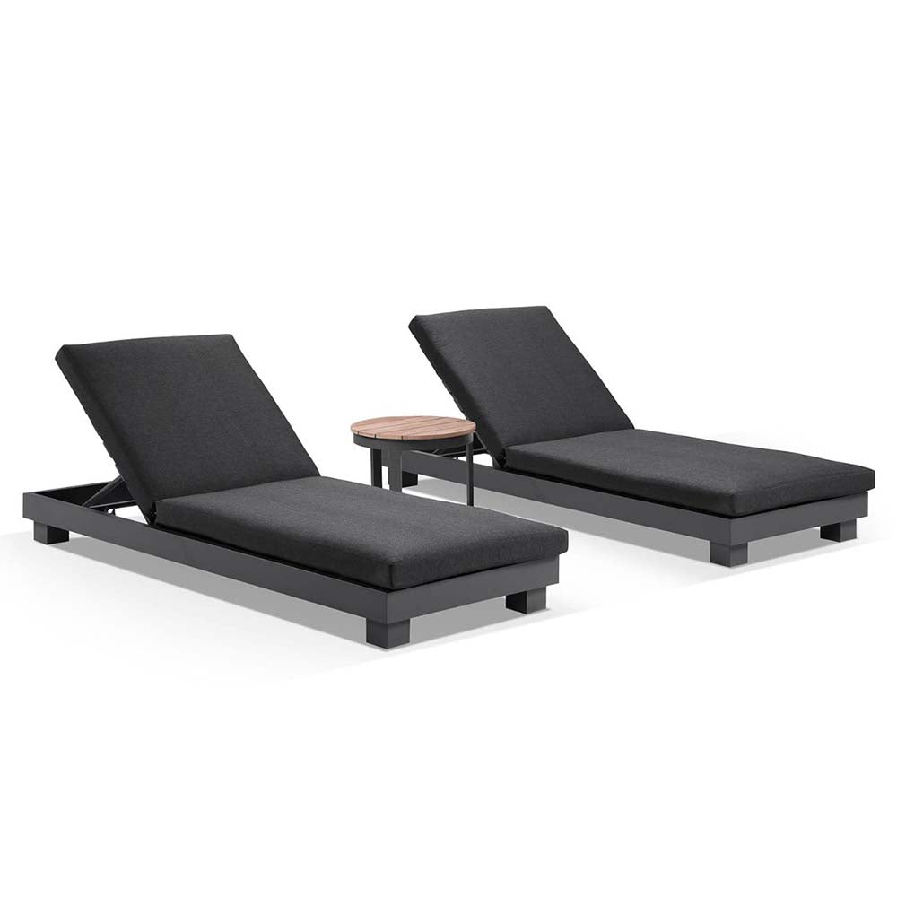 Santorini Aluminium Sun Lounge Set w/ Round Table - Bay Gallery Furniture