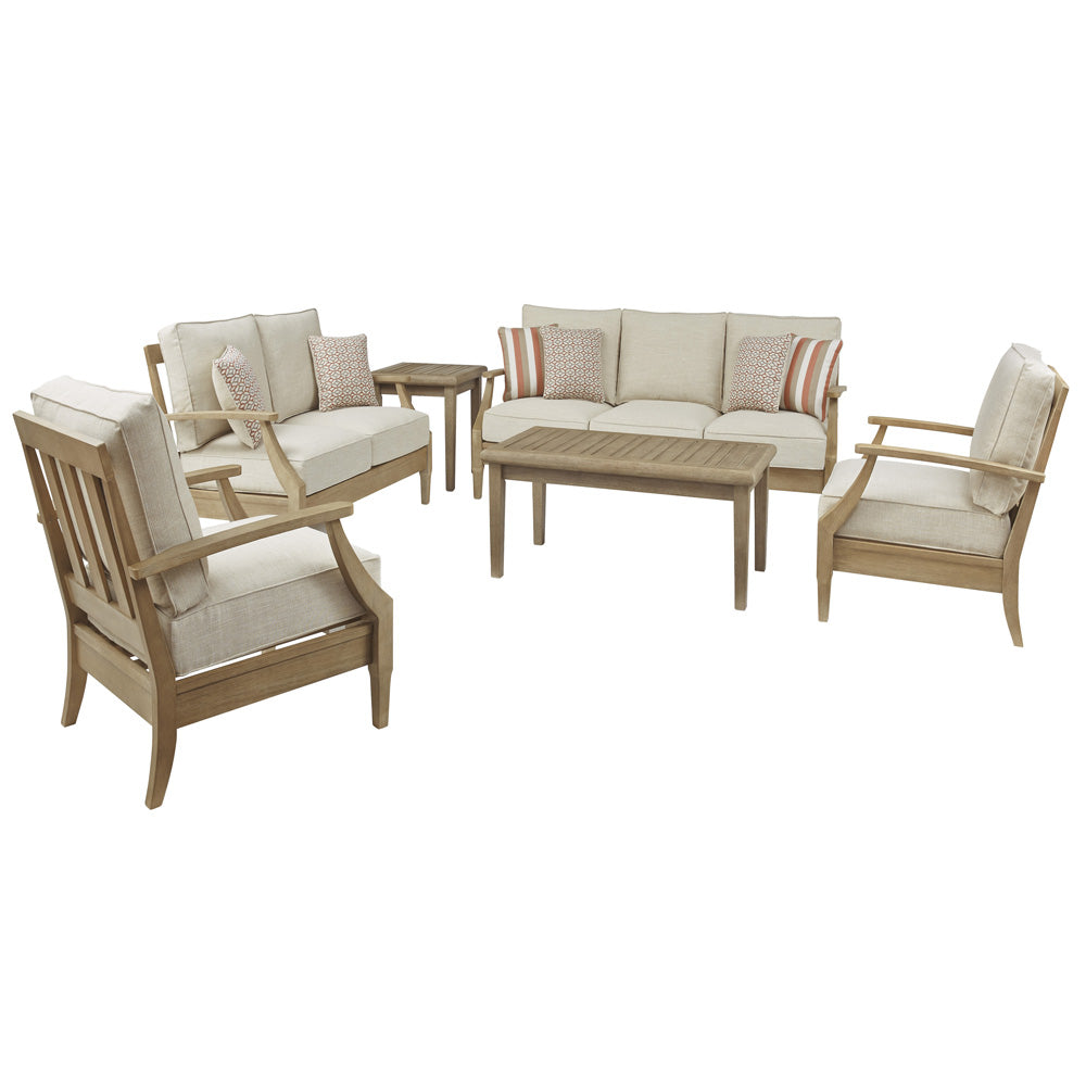 Dakota Outdoor Timber 3+2+1+1 Lounge Set with Coffee Table & Side Table ...