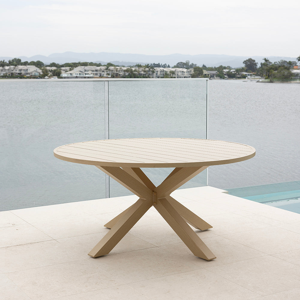 Houston Outdoor 1.5m Round Aluminium Dining Table - Bay Gallery Furniture