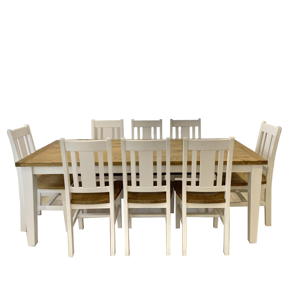Leura Belle Rustic 8 Seater Rectangle Dining Table and Chairs Setting ...