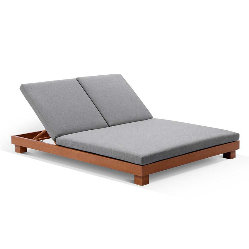 Santorini Double Sun Lounge in Sunbrella w/ Round Side Table - Bay ...