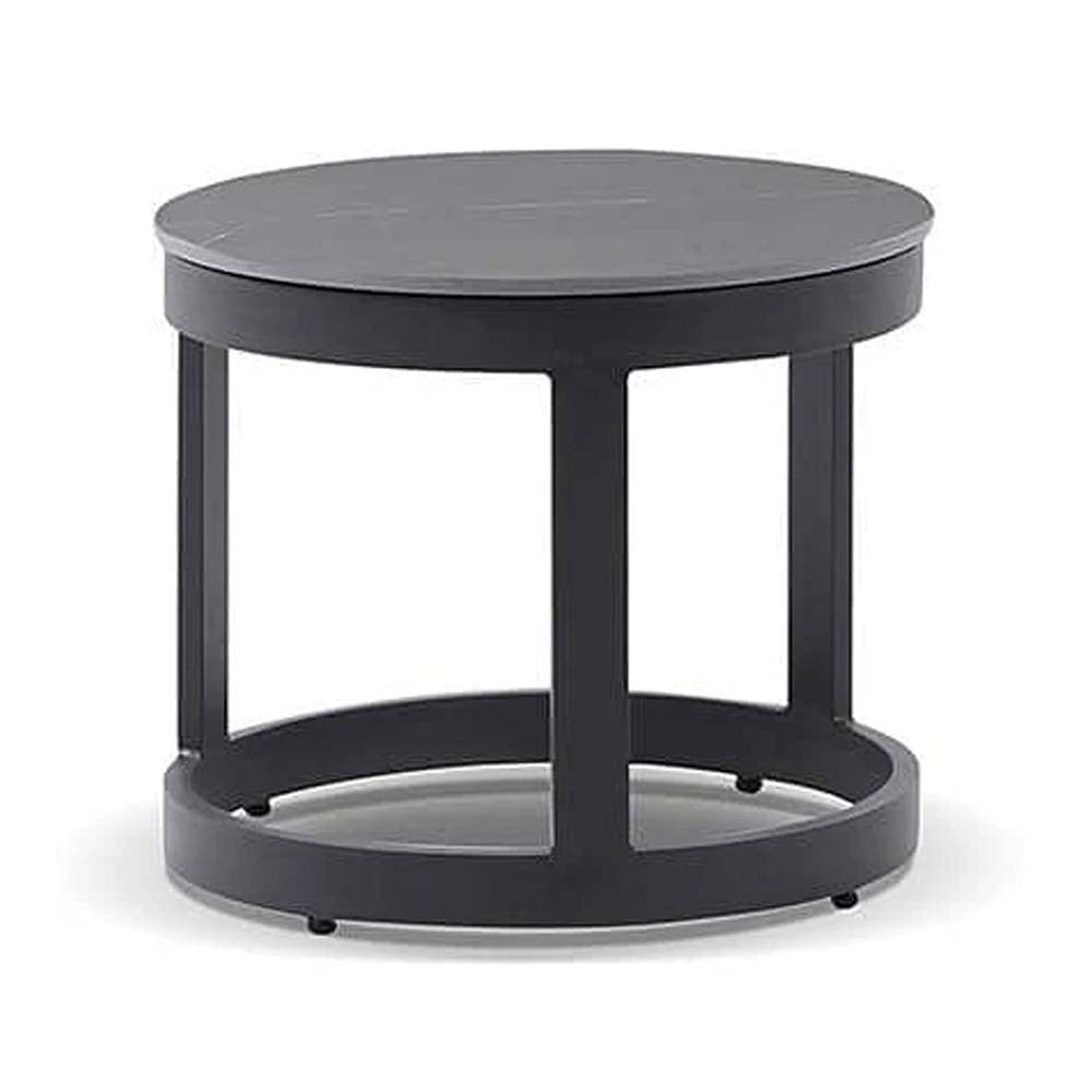 Hugo Outdoor Round Ceramic and Aluminium Side Table - Bay Gallery Furniture
